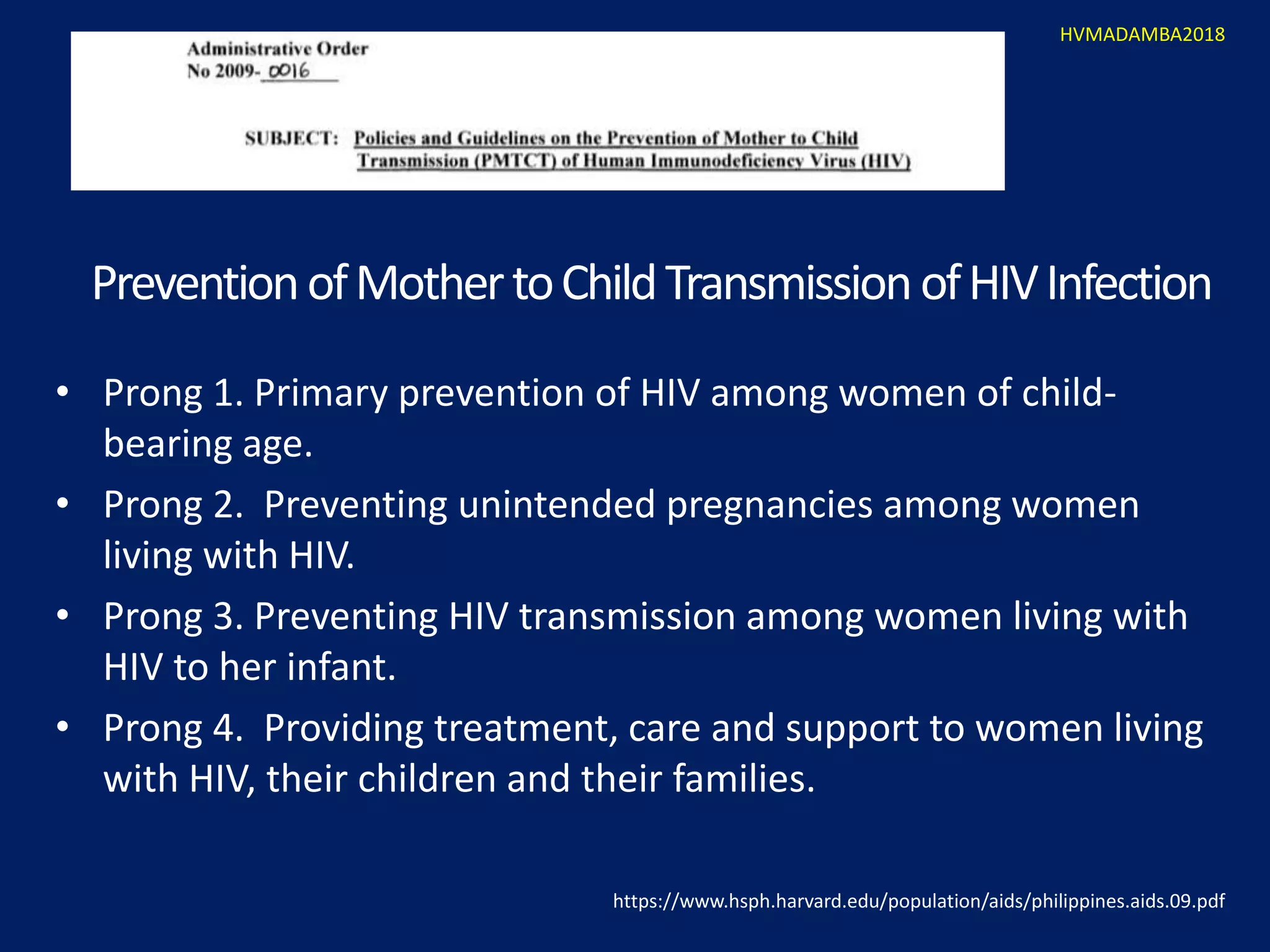 2018 Prevention of Mother to Child Transmission of HIV Infection | PPTX