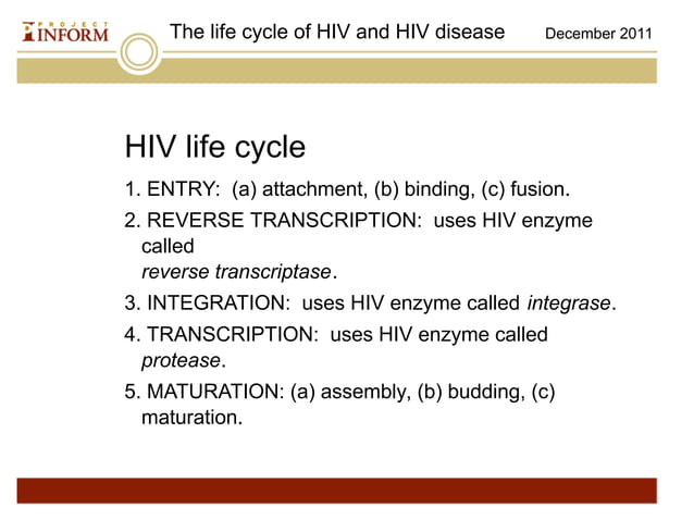 Hiv Lifecycle | PPTX | Biological Sciences | Science