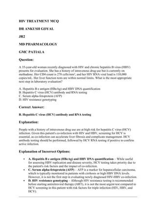 HIV TREATMENT MCQ BY DR ANKUSH GOYAL.docx