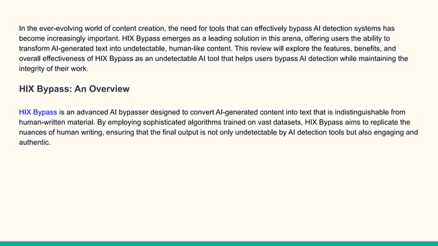 HIX Bypass Review: The Ultimate Undetectable AI Tool for Bypassing AI Detection | PPT