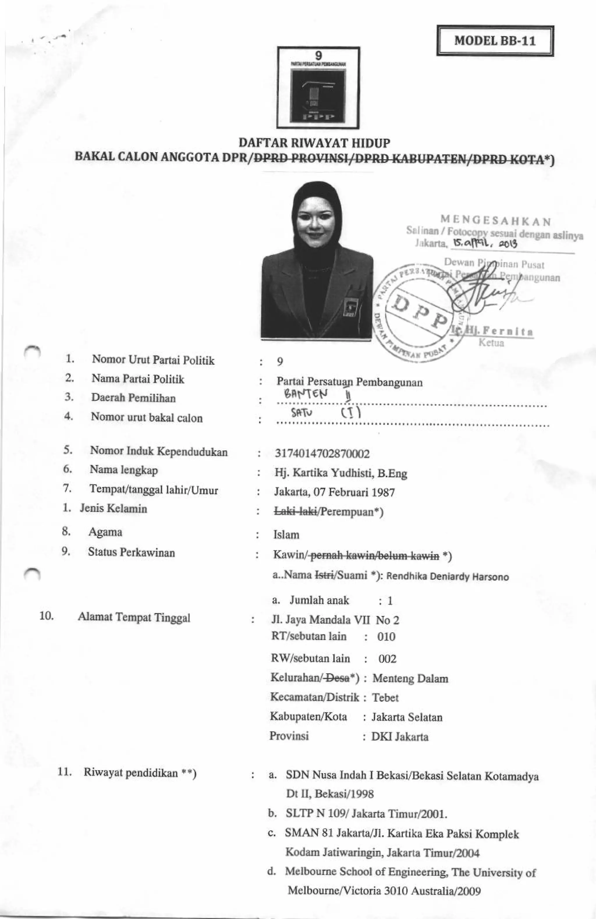 Hj. kartika yudhisti, b, eng, m.sc