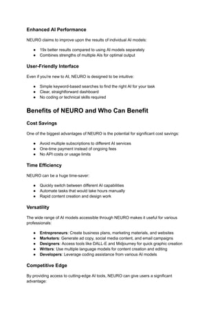 NEURO: Discover and access 90+ global AI models from a single dashboard ...