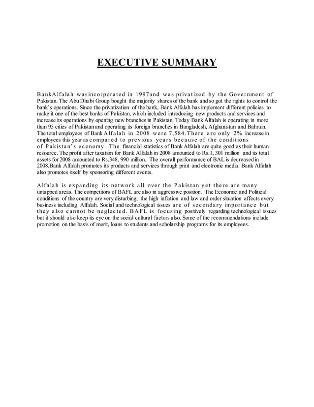 bank alflah internship report | DOCX