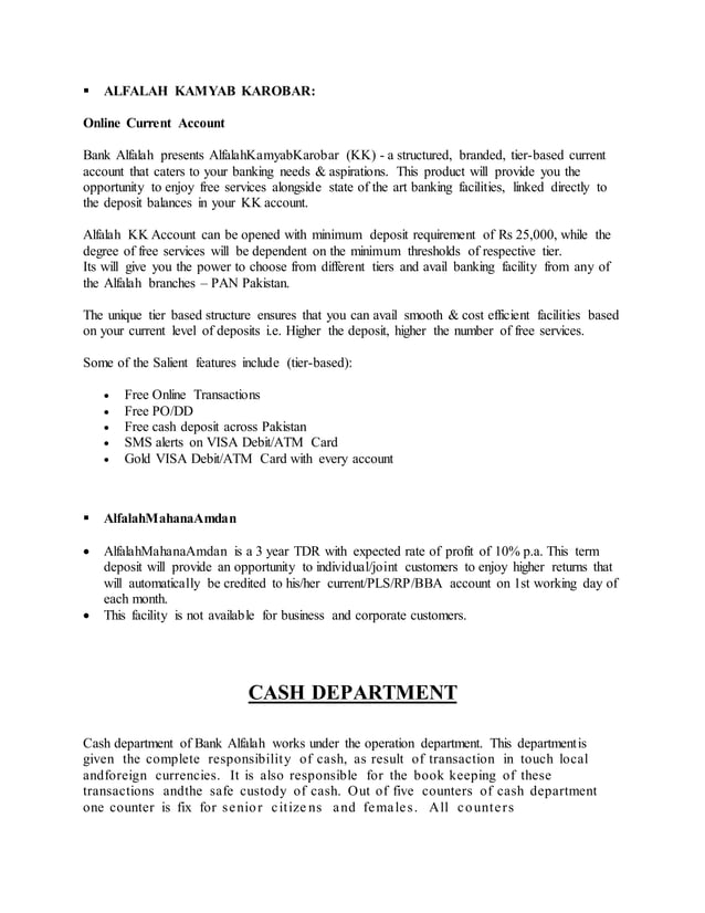 bank alflah internship report | DOCX