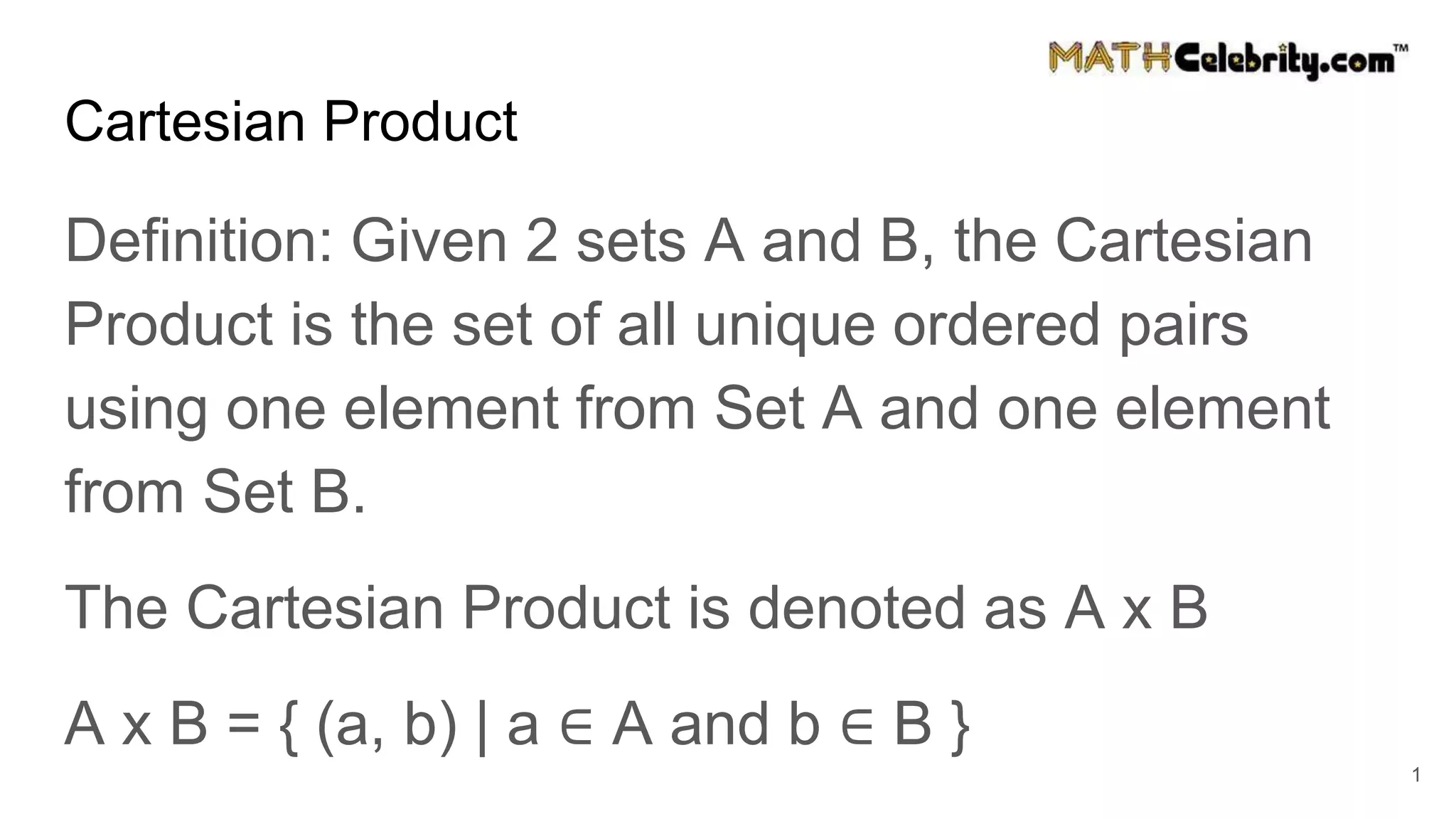 How To Find A Cartesian Product Ppt