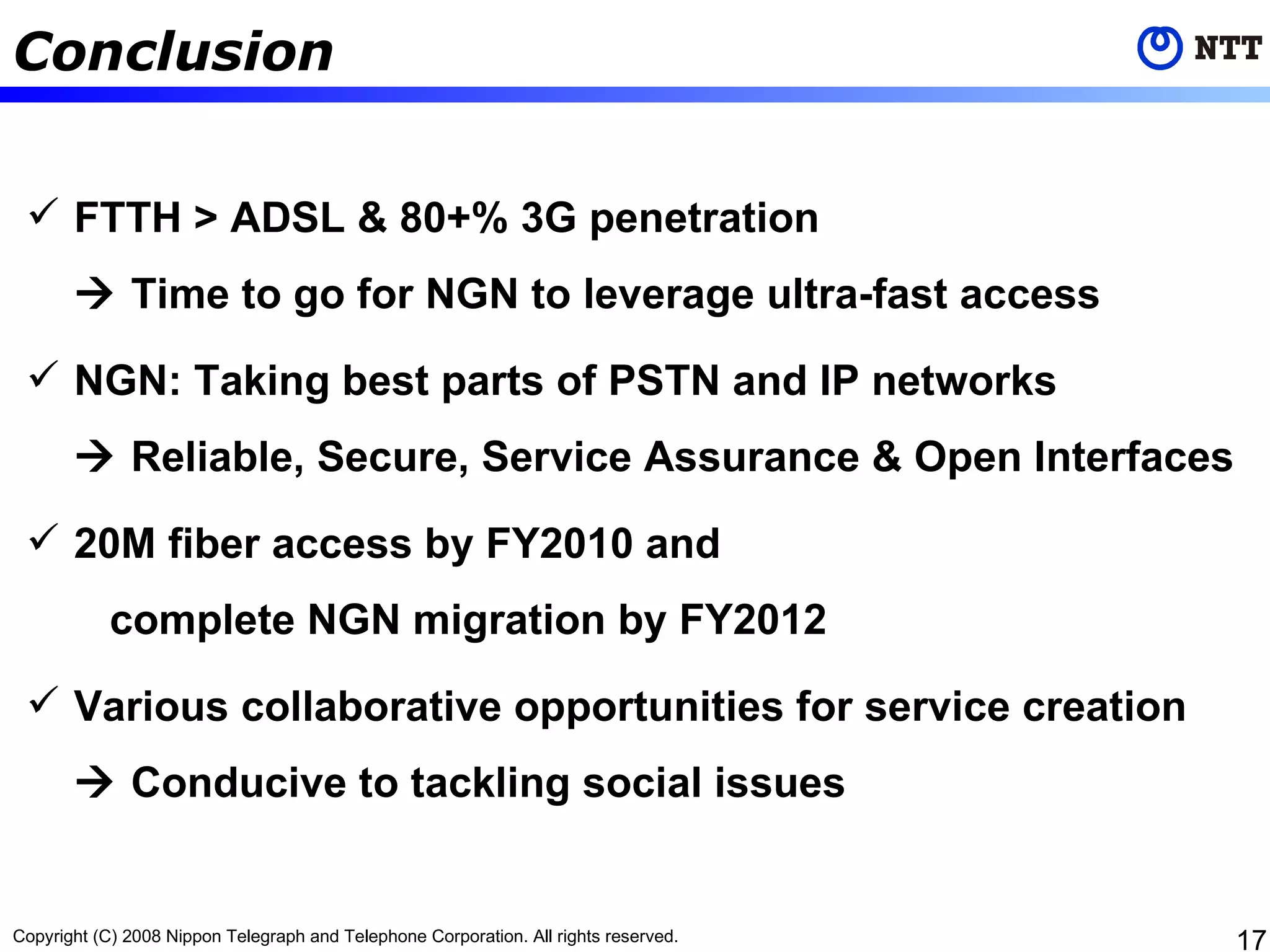 The NTT Next Generation Network Deployment in Japan | PPT