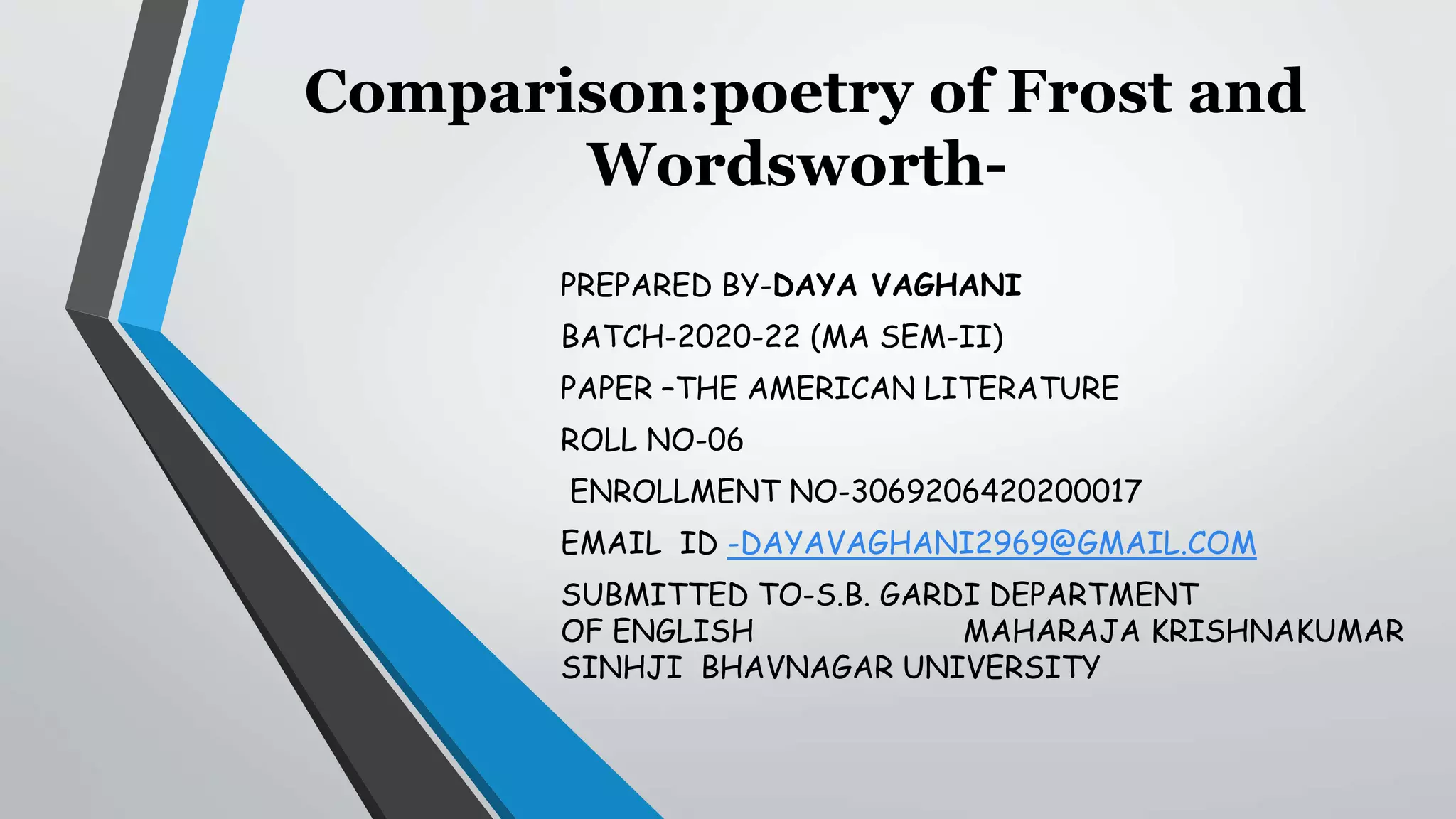 Comparison: poetry of_frost_and_wordsworth | PPTX | Poetry | Books and ...