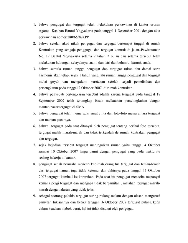 Hukum Acara Perdata Kasus Perceraian | DOC