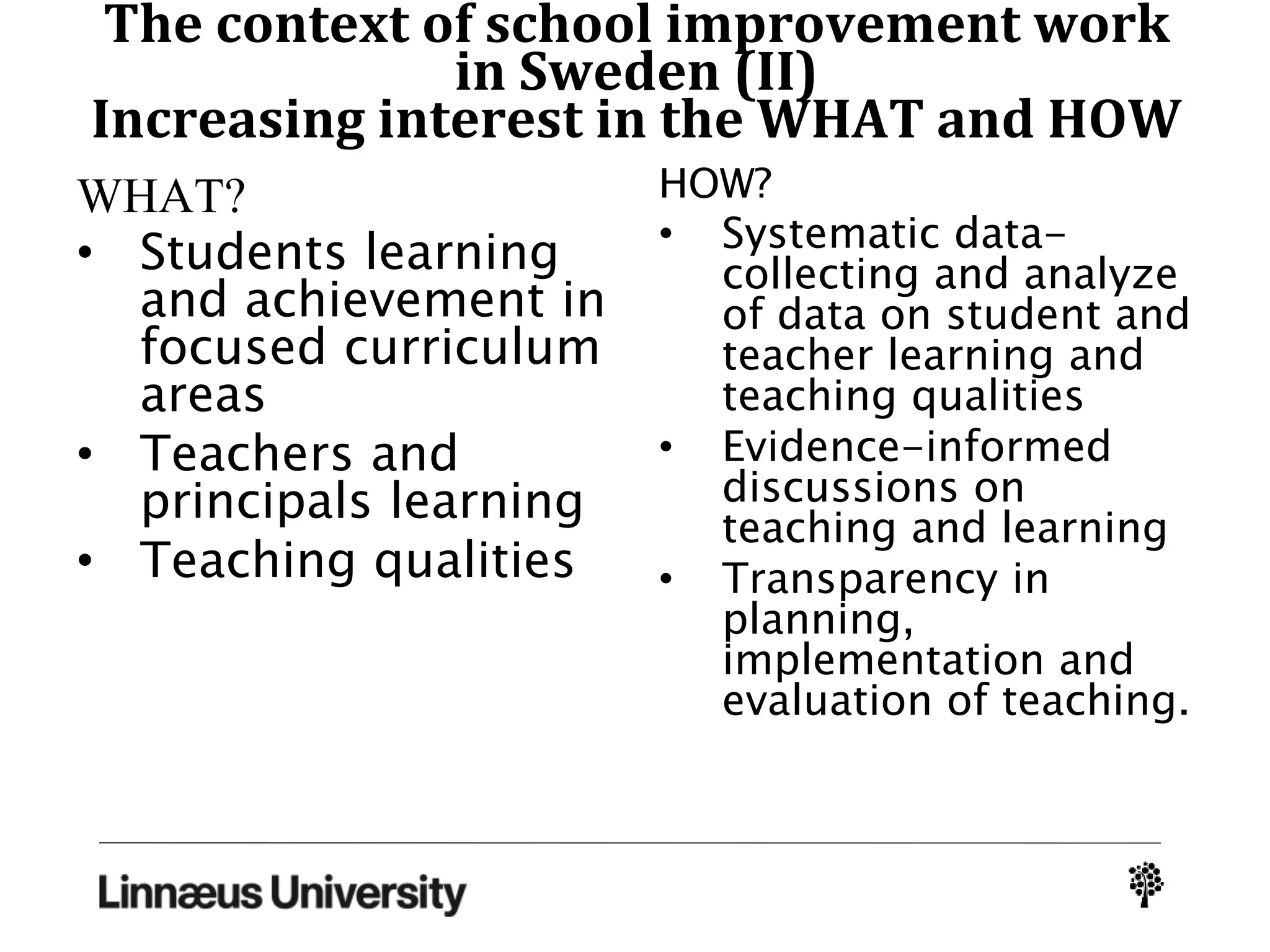 School improvement in practice. Learnings from ongoing research | PPT