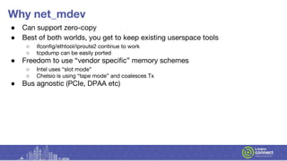 HKG18-110 - net_mdev: Fast path user space I/O | PPT
