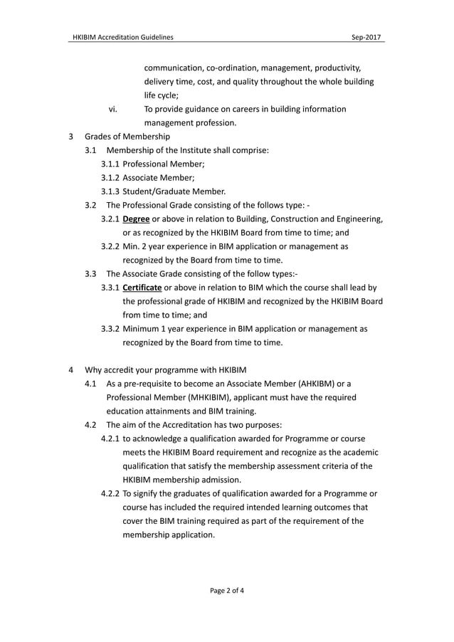 HKIBIM - Accreditation Guidelines | PDF