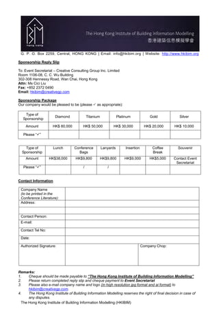 HKIBIM Annual Conference 2017 - Final call for sponsors | PDF