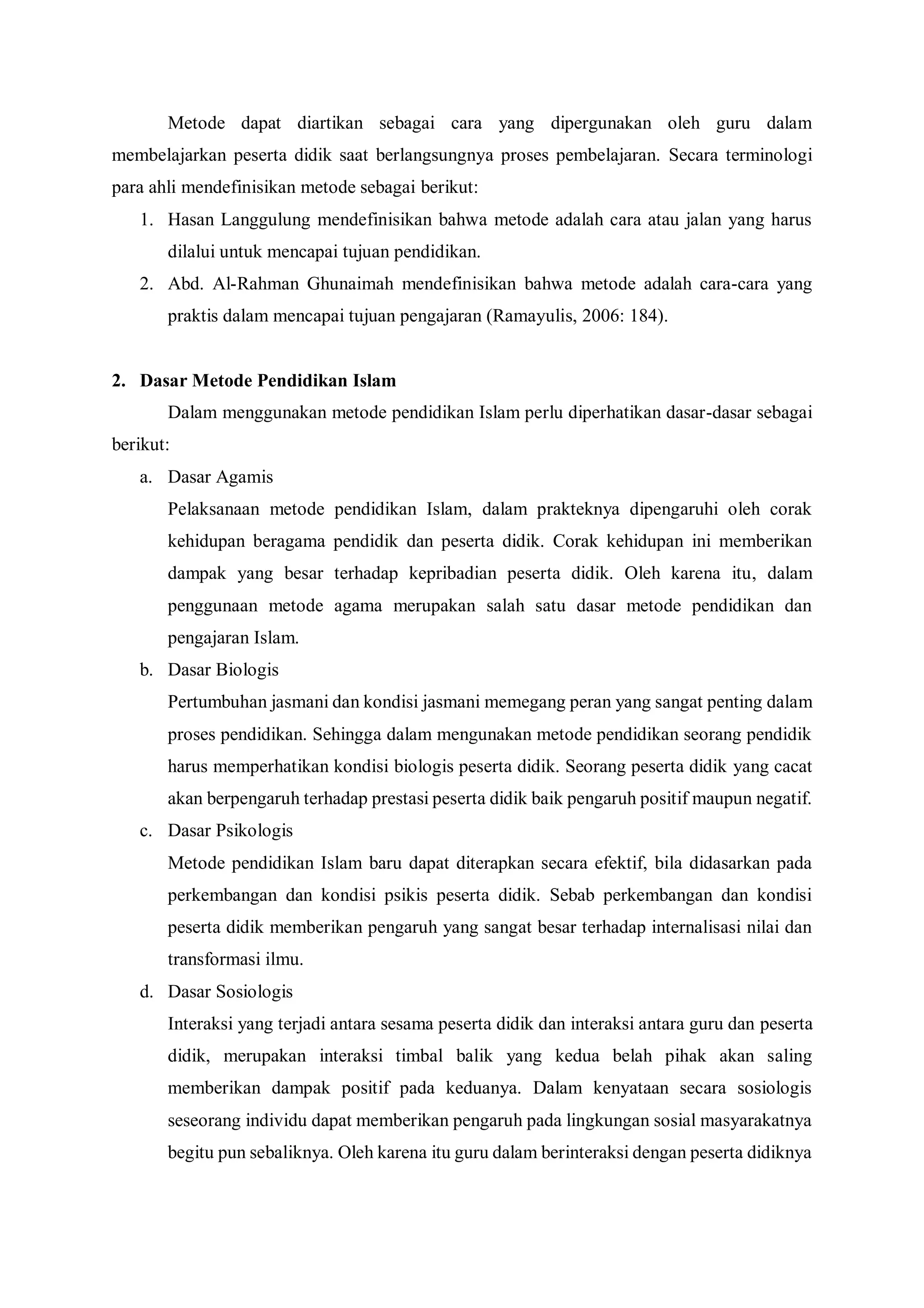 Hakikat Metode Pendidikan dalam Islam | PDF