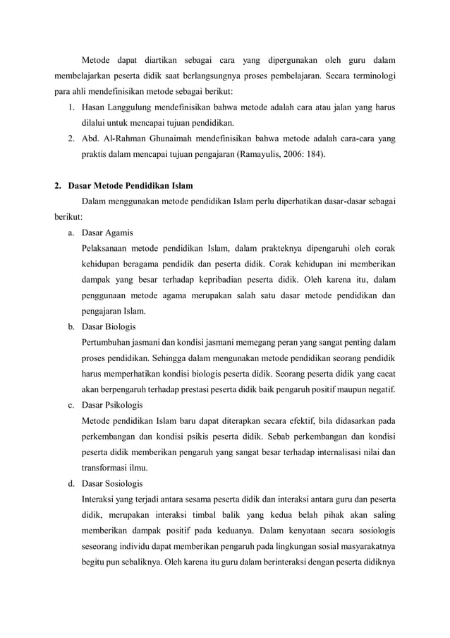 Hakikat Metode Pendidikan dalam Islam | PDF
