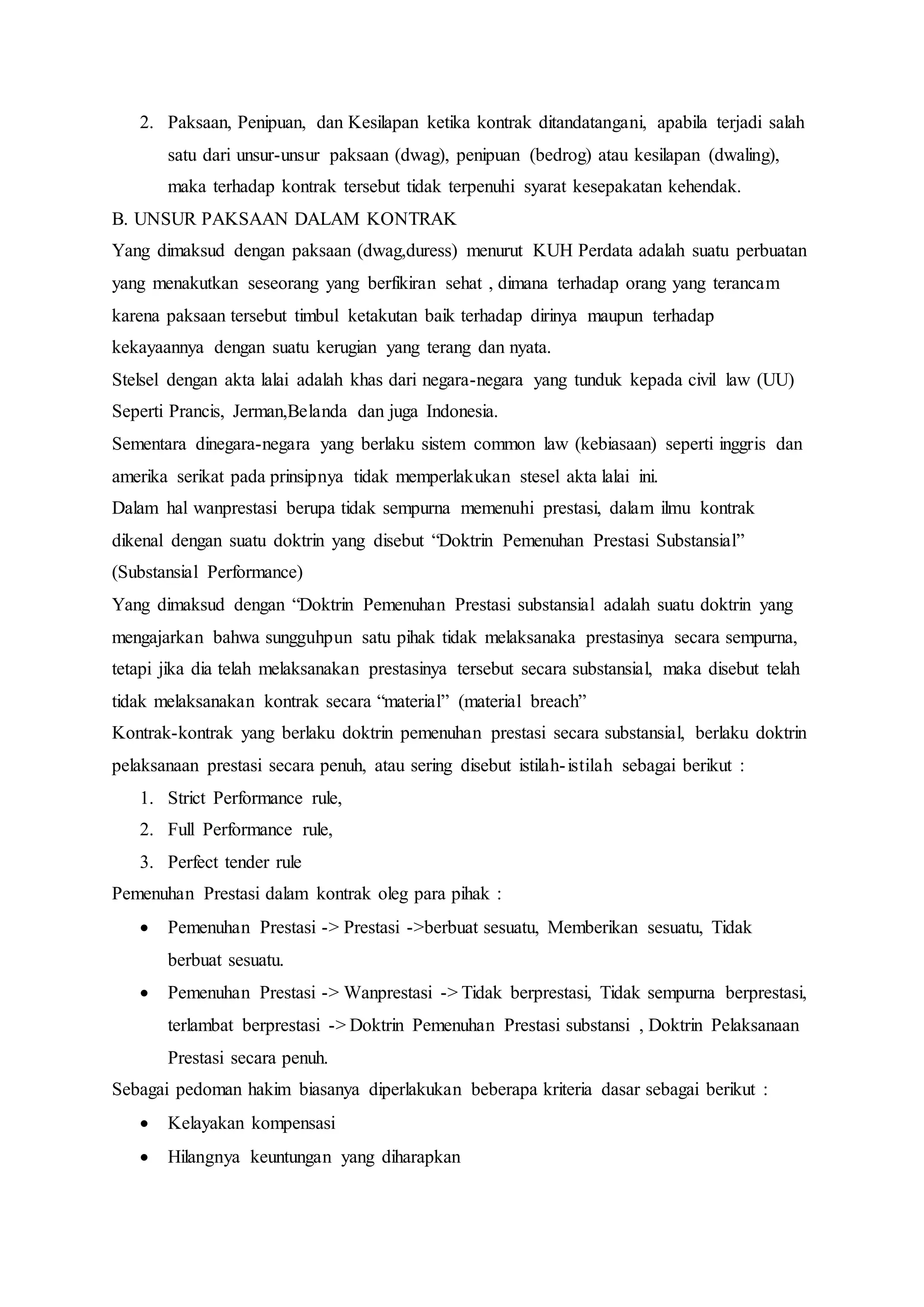 Hk kontrak II (SYARAT-SYARAT SAHNYA SUATU KONTRAK) | DOCX