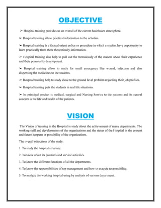 HOSPITAL TRAINING REPORT- I FOR USED AS HOSPITAL EXPERIENCE | PDF