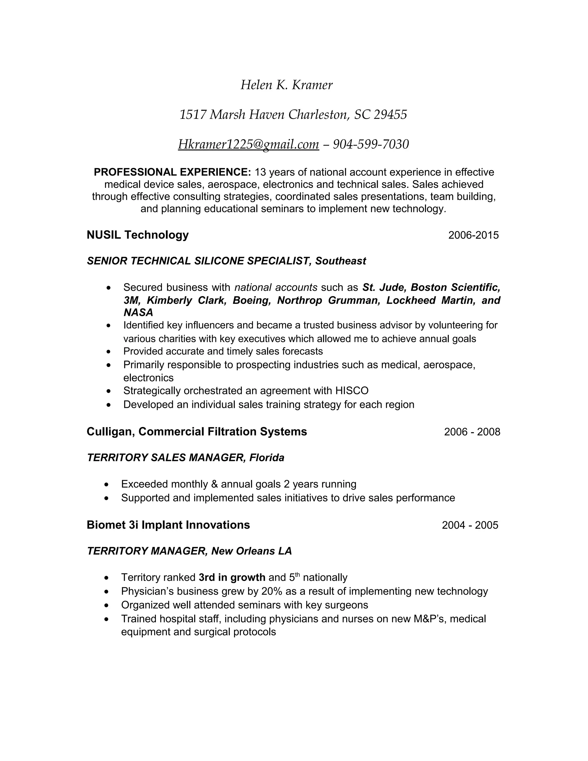 Helen Kramer's Resume | DOC