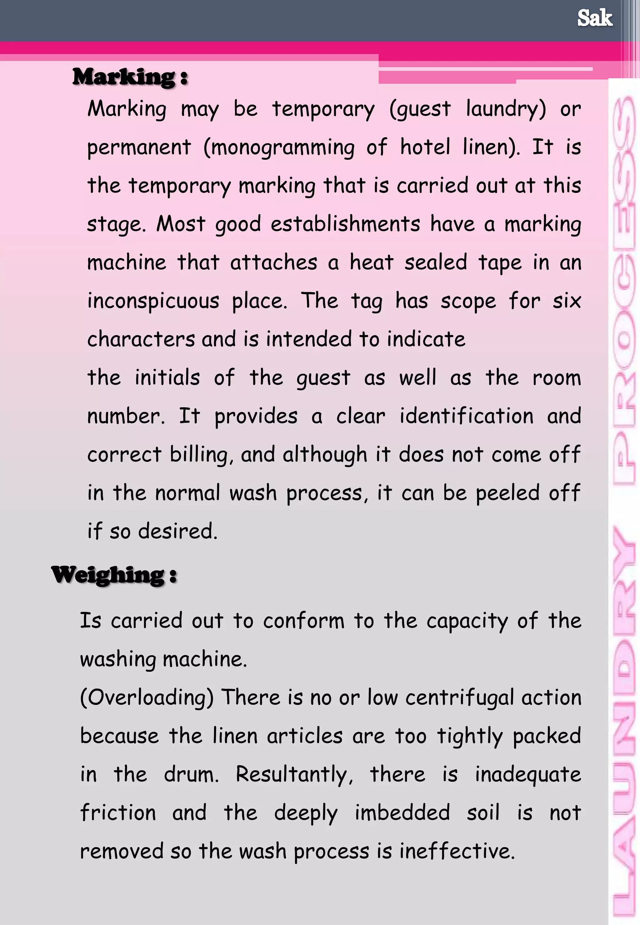 House keeping laundry process sak | PPTX