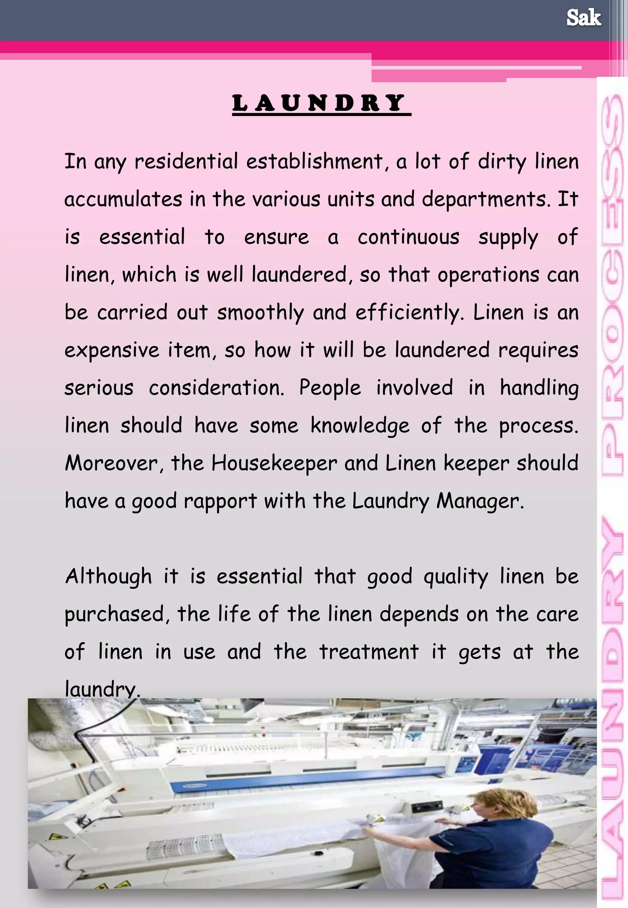 House keeping laundry process sak | PPTX