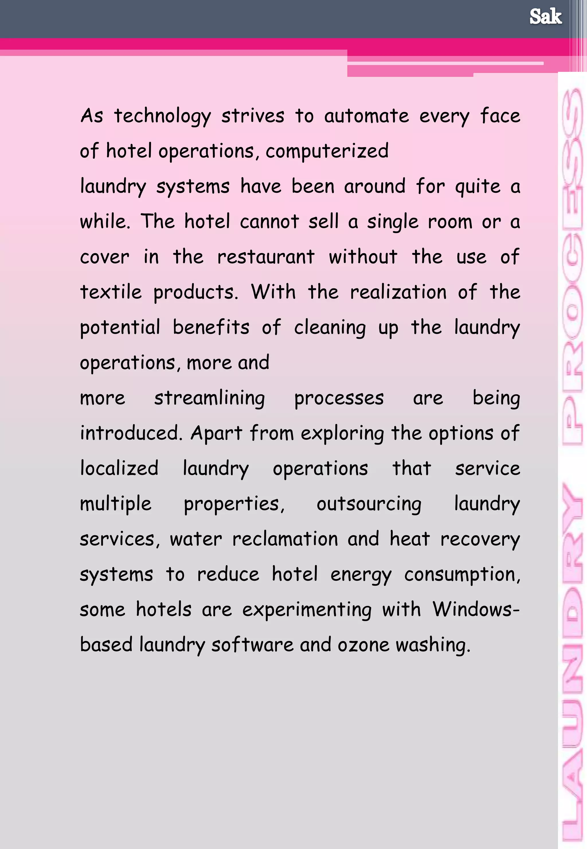 House keeping laundry process sak | PPTX