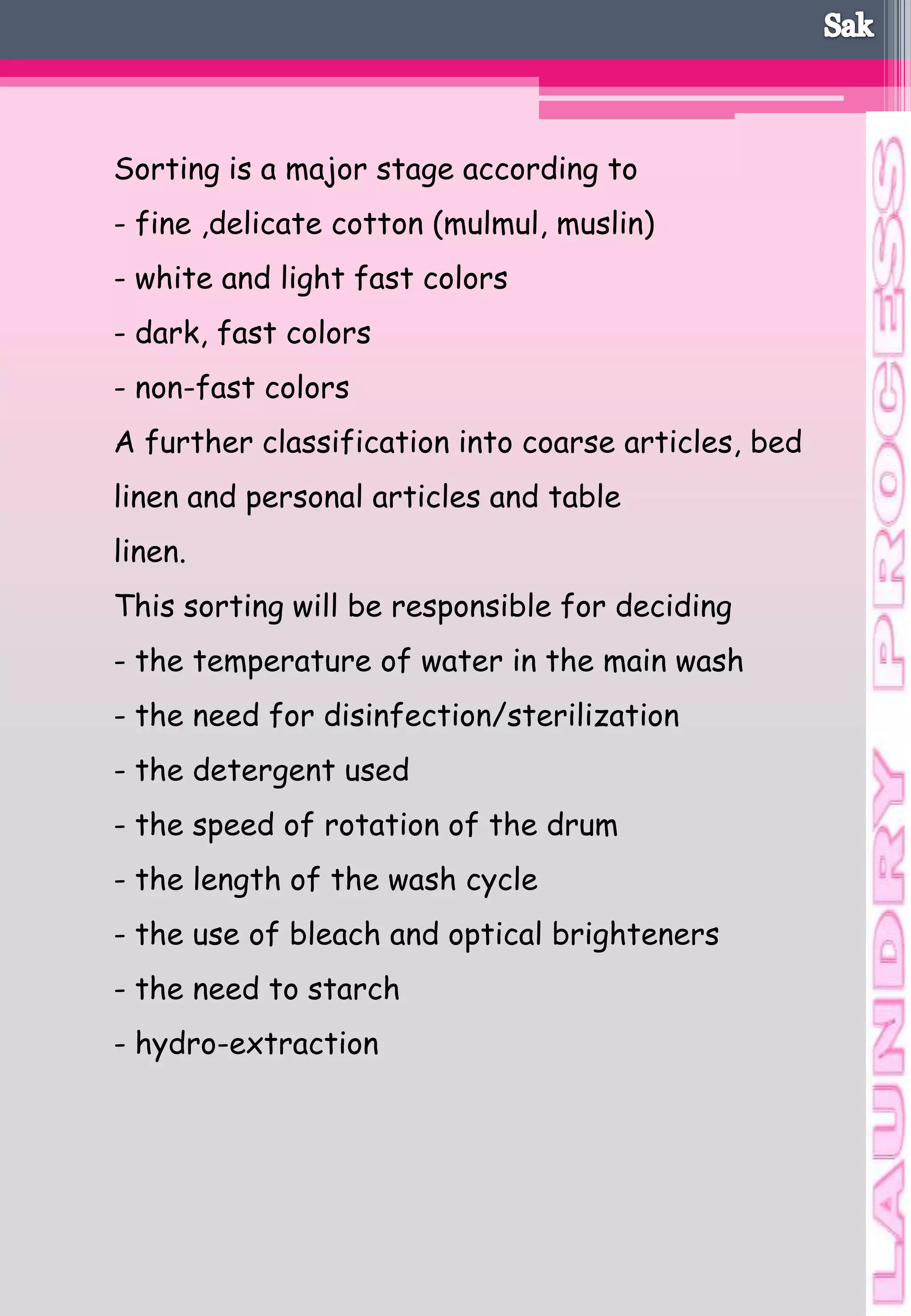 House keeping laundry process sak | PPTX