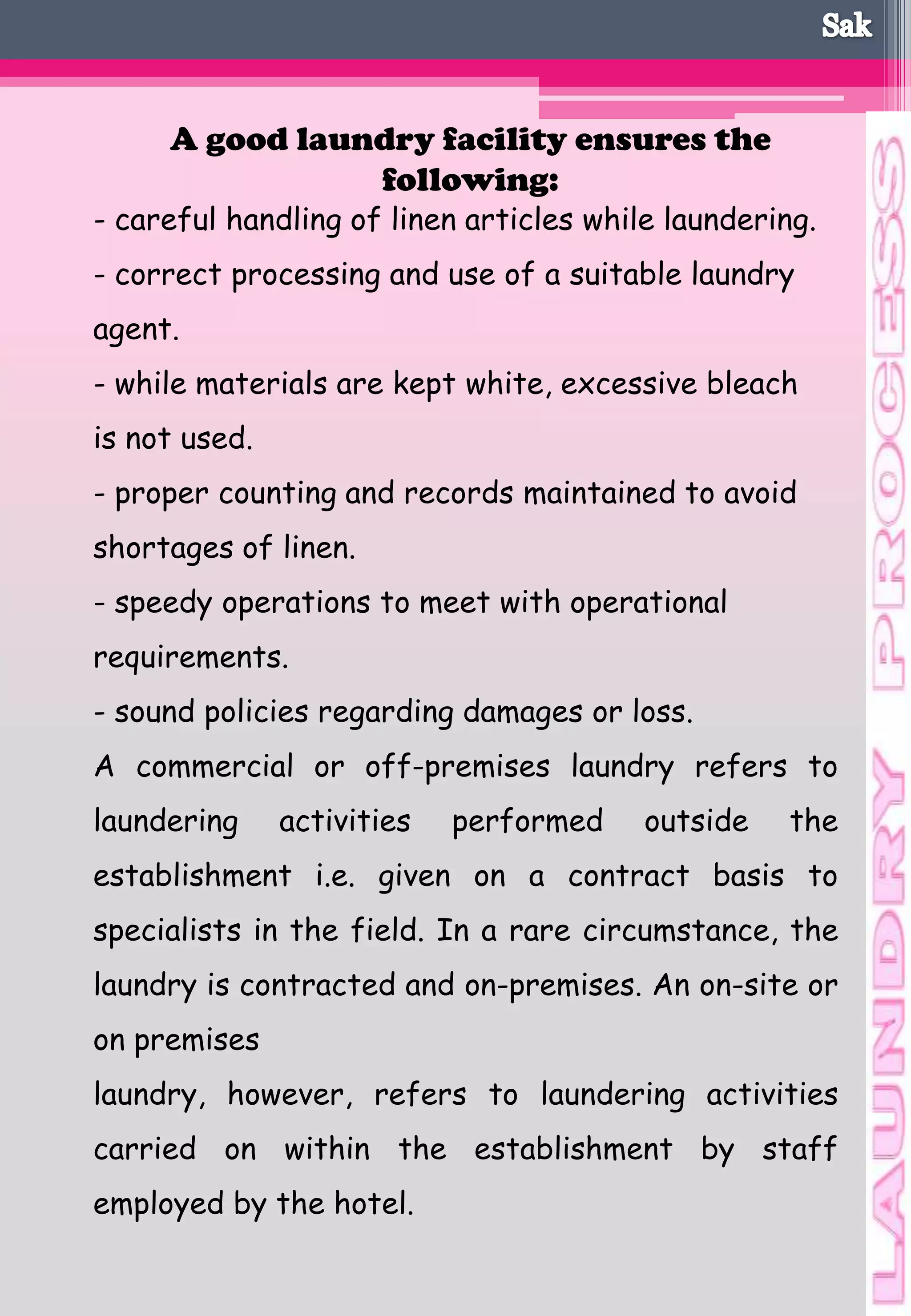 House keeping laundry process sak | PPTX