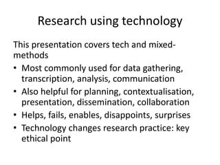 Creative research methods: Research using technology | PPTX