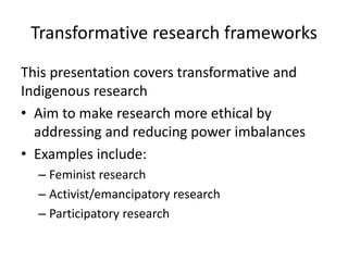 Creative research methods: Transformative research frameworks | PPTX