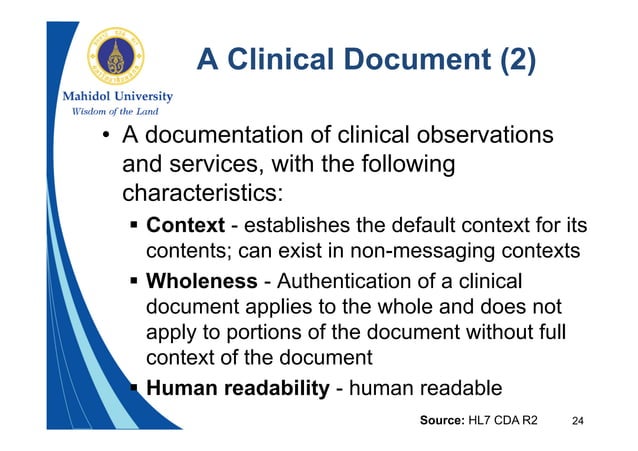 HL7 Clinical Document Architecture: Overview and Applications | PDF