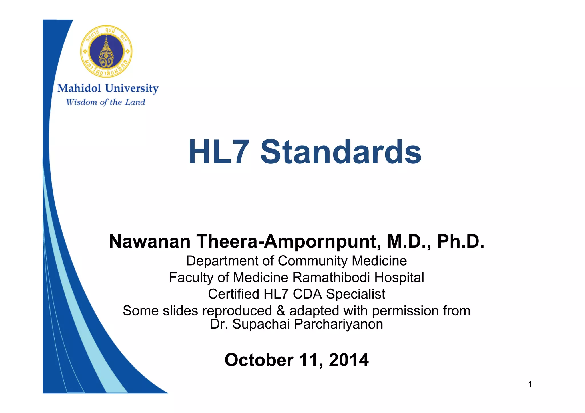 Hl7 Standards, Reference Information Model & Clinical Document ...