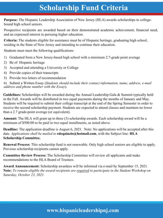 Hispanic Leadership Association Scholarship Fund | PDF