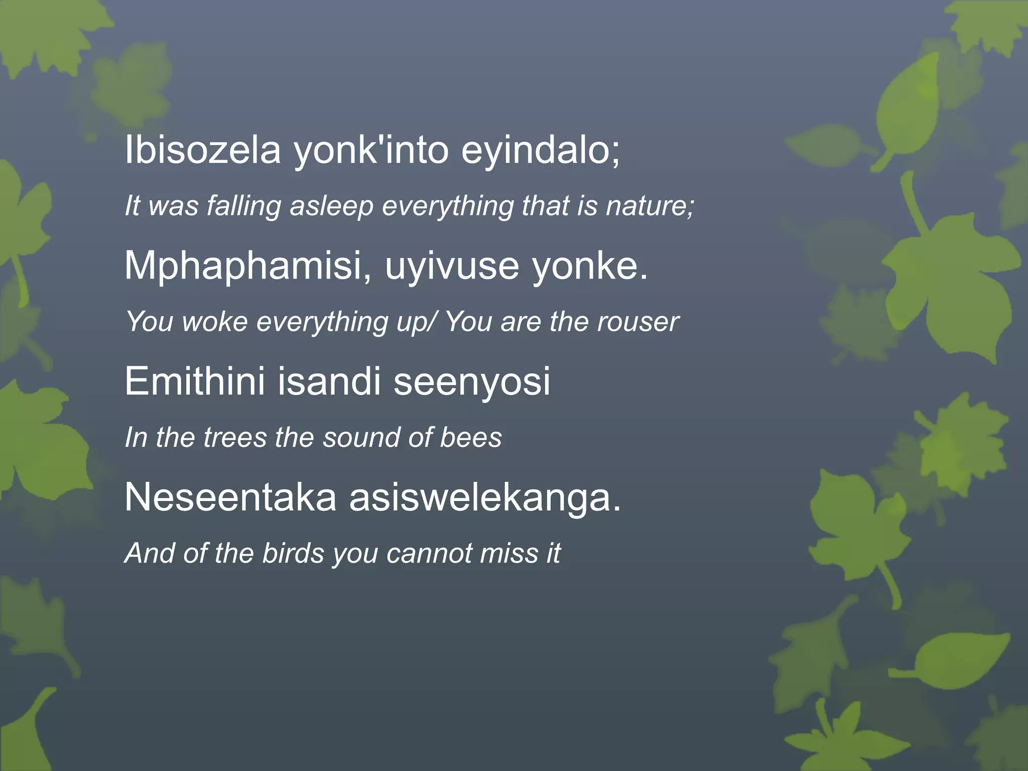 isiXhosa Poetry: Hlalutya umbongo | PPTX