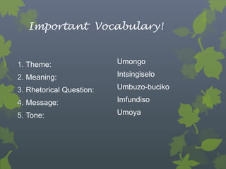 isiXhosa Poetry: Hlalutya umbongo | PPTX