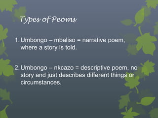 isiXhosa Poetry: Hlalutya umbongo | PPTX