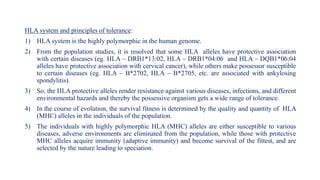 HLA system and principles of tolerance | PPTX