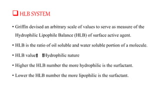 Surface and Interfacial tension [Part-5] (HLB System, Solubilization ) | PPTX