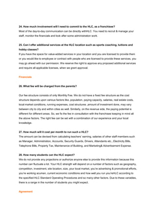 HLC Franchise FAQs | DOCX | Developmental Sites | Real Estate