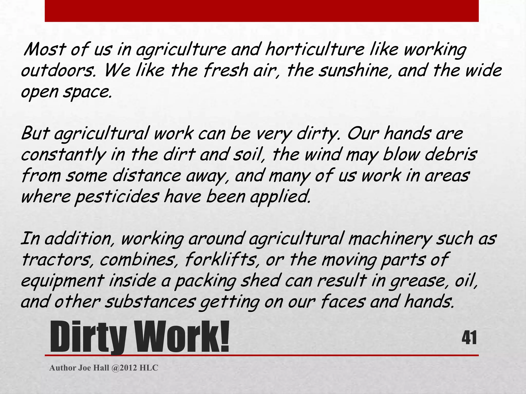 Hlc train for work agriculture 2012 | PPT