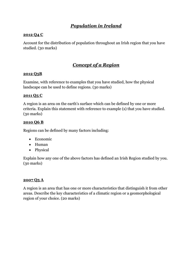 Core Unit 2: Regional Geography (Higher Level) | PDF