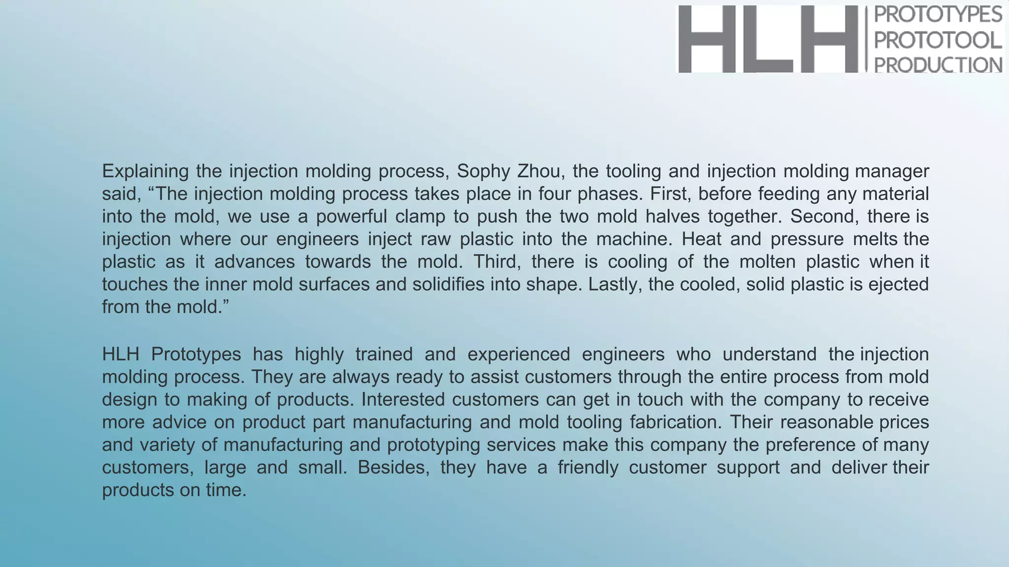 Hlh prototypes: the plastic injection molding process. | PDF | Jewelry Making | Arts and Crafts