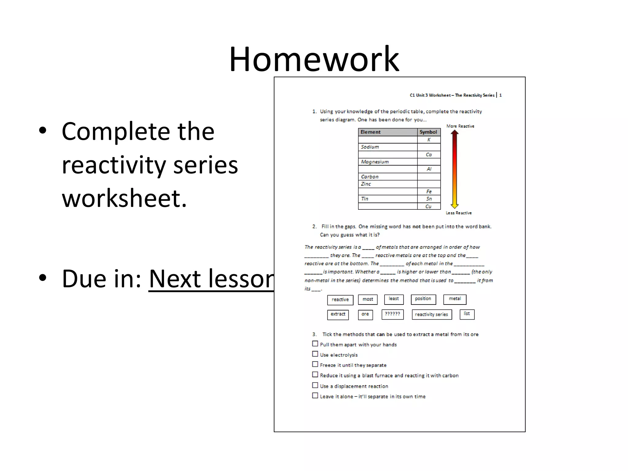 Hl metals reactivity 1 | PPTX