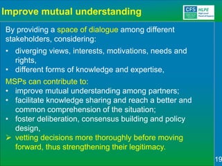 Multi-stakeholder partnerships to finance and improve food security and ...