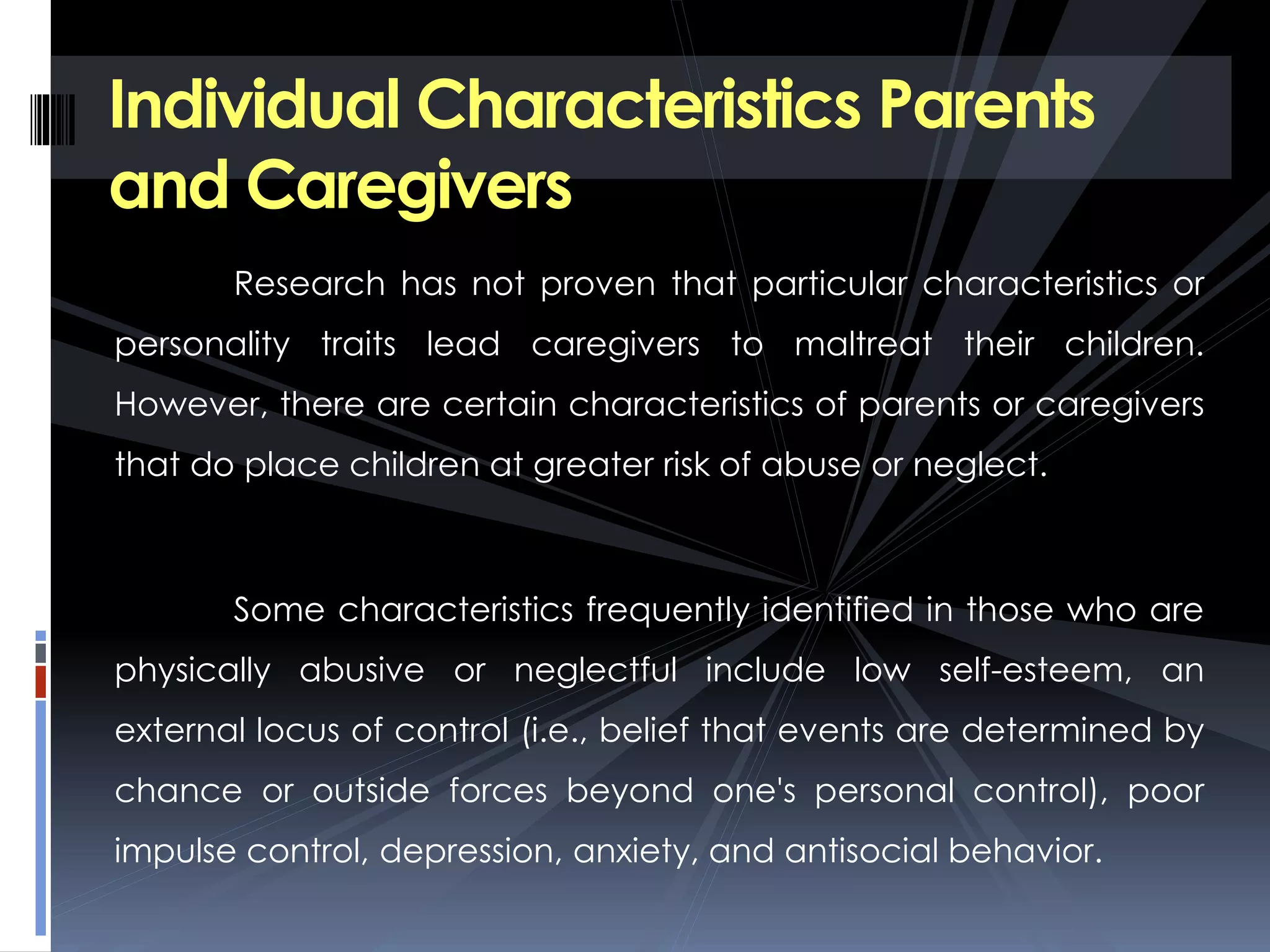 Factors that contribute to child abuse and neglect (parental factors) | PPTX