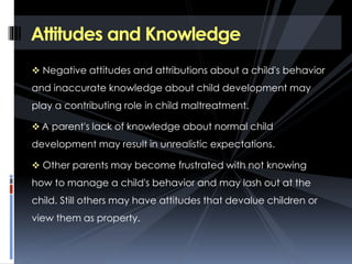 Factors that contribute to child abuse and neglect (parental factors ...