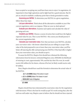 BATNA BASICS Boost your power at the bargaining table | PDF