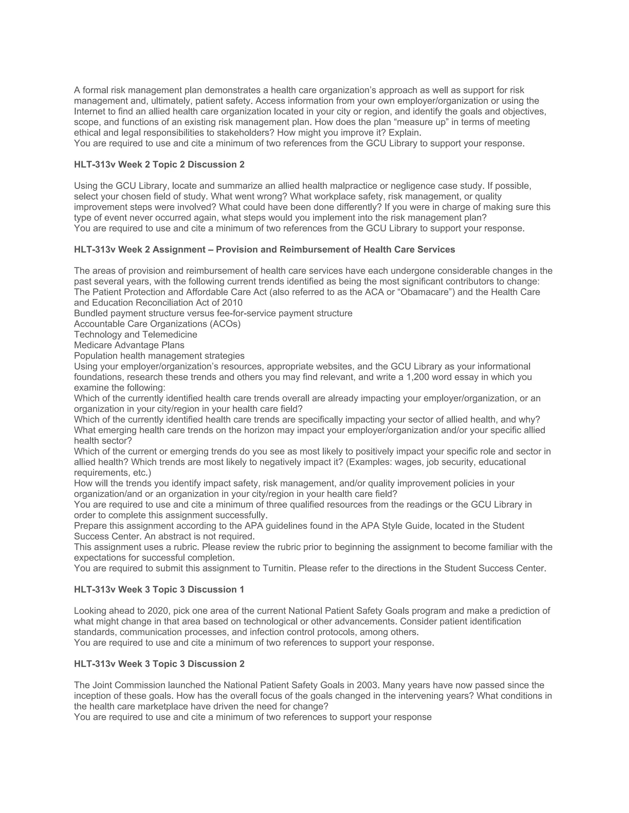 Hlt313 v (safety, quality, and interdisciplinary approaches to care) entire course | PDF