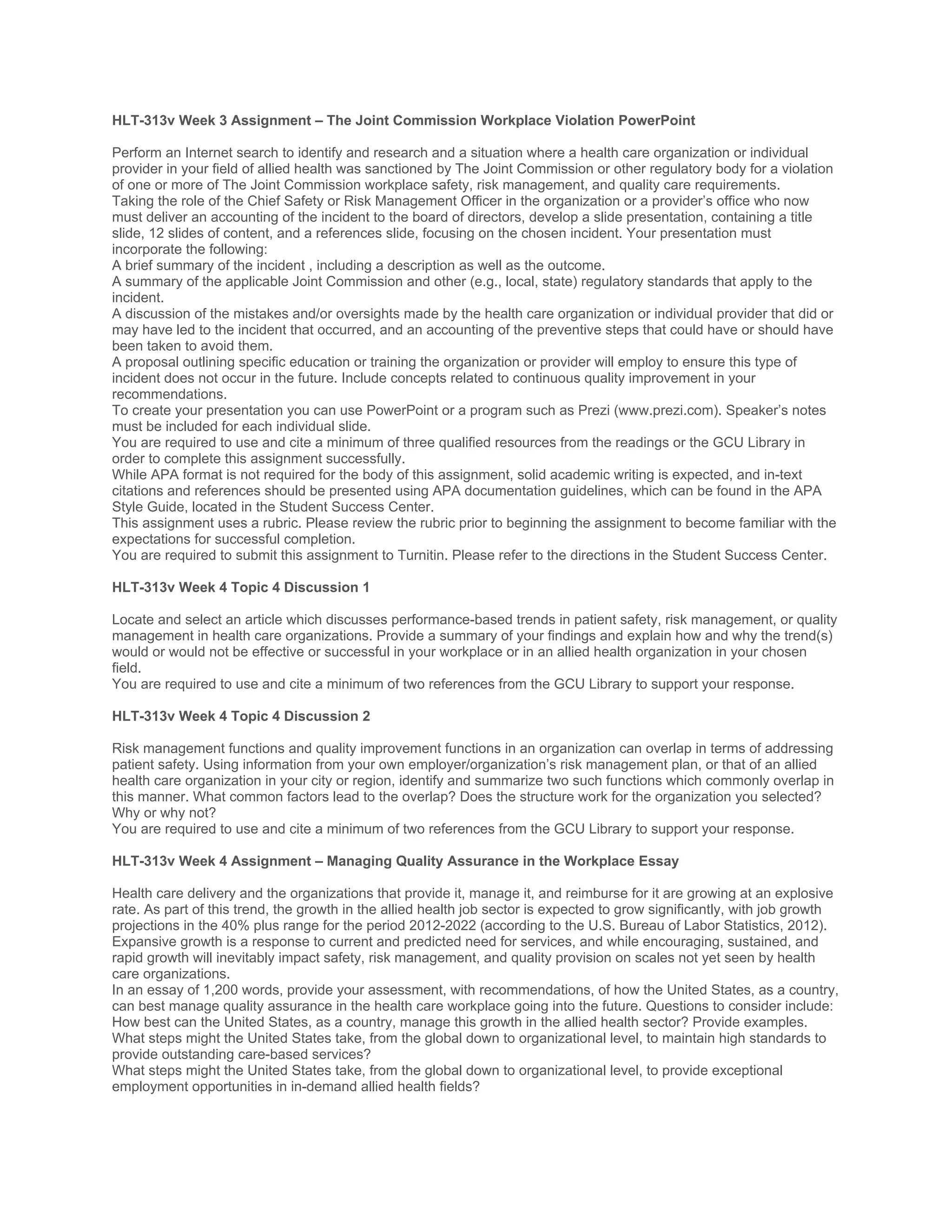 Hlt313 v (safety, quality, and interdisciplinary approaches to care) entire course | PDF