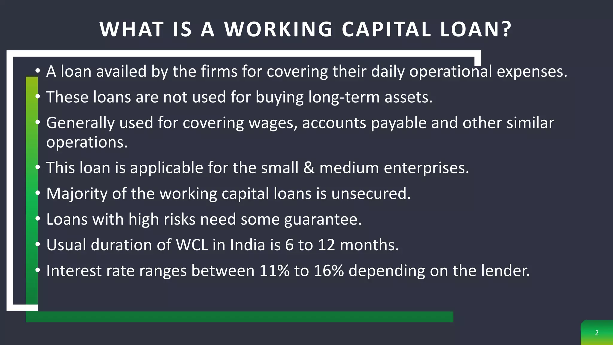 Working Capital Loans | PPTX