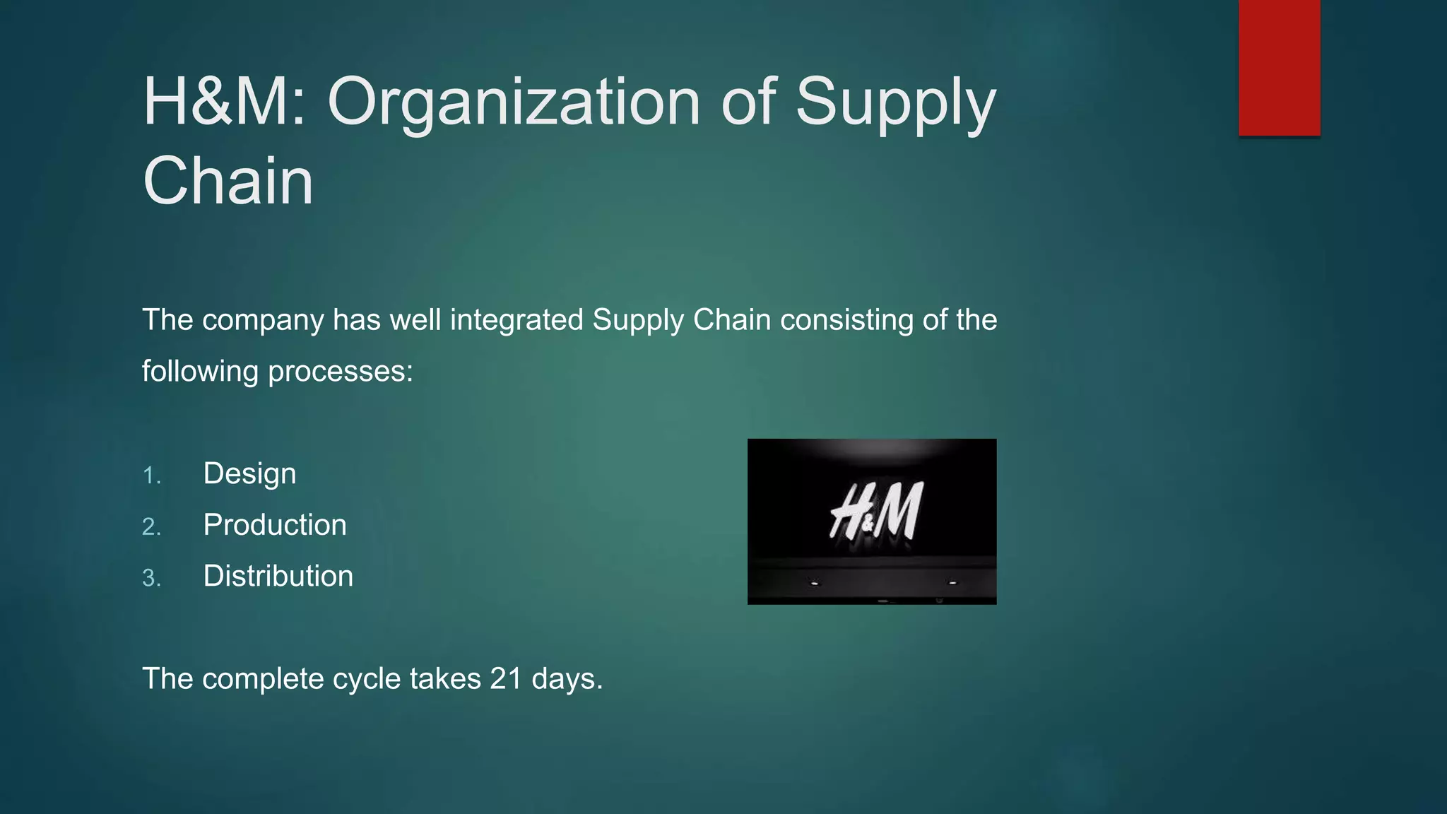 H & M COMPANY PROFILE SUPPLY CHAIN MANAGEMENT H&M: Organization of ...