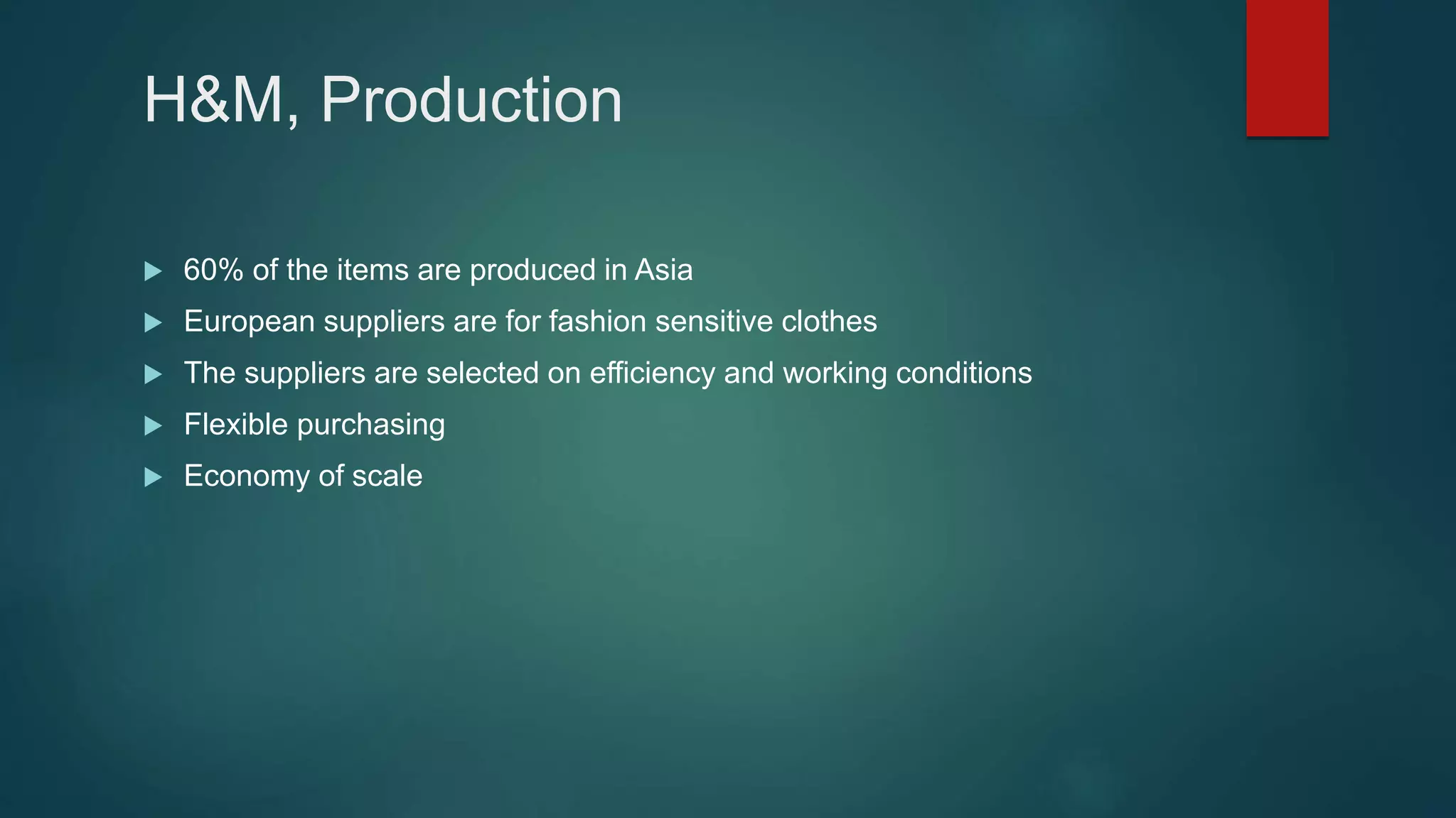 H & M COMPANY PROFILE SUPPLY CHAIN MANAGEMENT H&M: Organization of ...